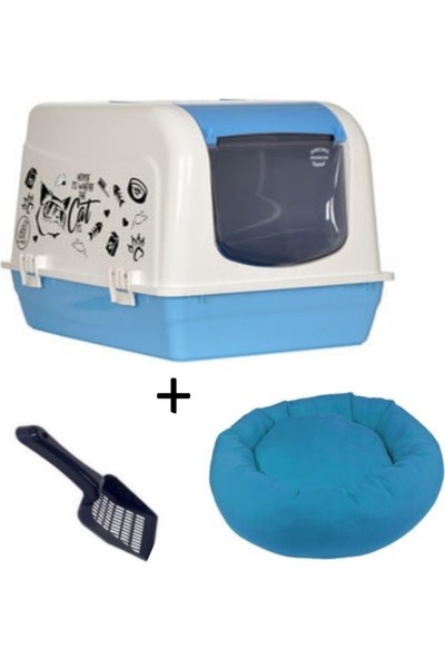 OPTIMAL Maxi Kedi Tuvalet Kabı Mavi Simit Yatak Hediyeli OPTIMAL Maxi Kedi Tuvalet Kabı Mavi Simit Yatak Hediyeli