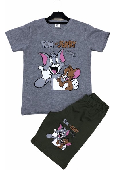 Dıgıl Kids Çocuk Şortlu Takım Penye Tom Jerry Gri