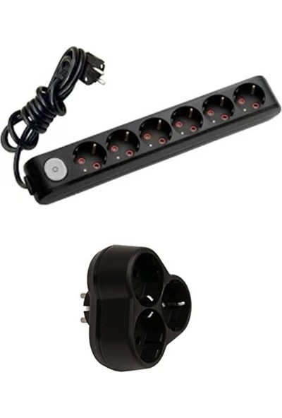 Viko Siyah Set Multi-Let 6'lı Anahtarlı Topraklı Çocuk Korumalı Grup Priz-5 Metre + 3'lü Yonca Fiş-Priz Viko Siyah Set Multi-Let 6'lı Anahtarlı Topraklı Çocuk Korumalı Grup Priz-5 Metre + 3'lü Yonca Fiş-Priz