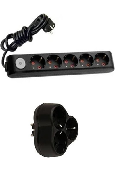 Viko Siyah Set Multi-Let 5'li Anahtarlı Topraklı Çocuk Korumalı Grup Priz -5 Metre + 3'lü Yonca Fiş-Priz Viko Siyah Set Multi-Let 5'li Anahtarlı Topraklı Çocuk Korumalı Grup Priz -5 Metre + 3'lü Yonca Fiş-Priz