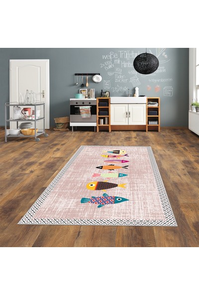 West Home Dijital Baskılı Yıkanabilir Kaymaz Taban Mutfak Halısı