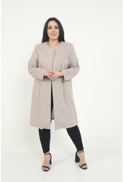Disentis Modest Yuvarlak Yaka Astarsız Cepli Kum Rengi Ceket
