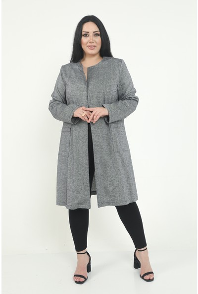 Disentis Modest Yuvarlak Yaka Astarsız Cepli Gri Renkli Ceket