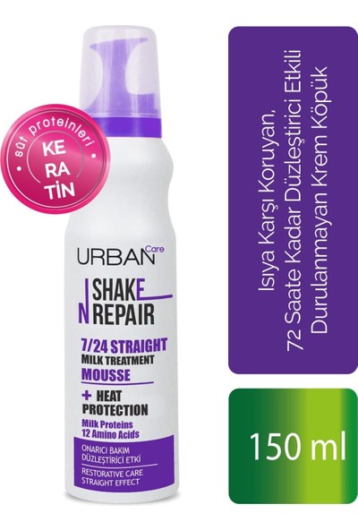 Urban Care Urban Shake N Repair 7/24 Straight Milk Treatment Mousse 7/24 Düzleştirici Etkili Bakım Köpüğü 150ML Urban Care Urban Shake N Repair 7/24 Straight Milk Treatment Mousse 7/24 Düzleştirici Etkili Bakım Köpüğü 150ML