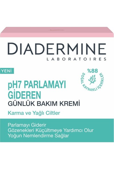Diadermine pH7 Parlamayı Gideren Günlük Bakım Kremi (Karma Ve Yağlı Ciltler İçin) 50 ml Diadermine pH7 Parlamayı Gideren Günlük Bakım Kremi (Karma Ve Yağlı Ciltler İçin) 50 ml