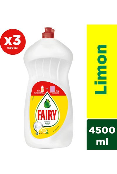 Fairy Sıvı Bulaşık Deterjanı Limon 3X1500 ml Fairy Sıvı Bulaşık Deterjanı Limon 3X1500 ml