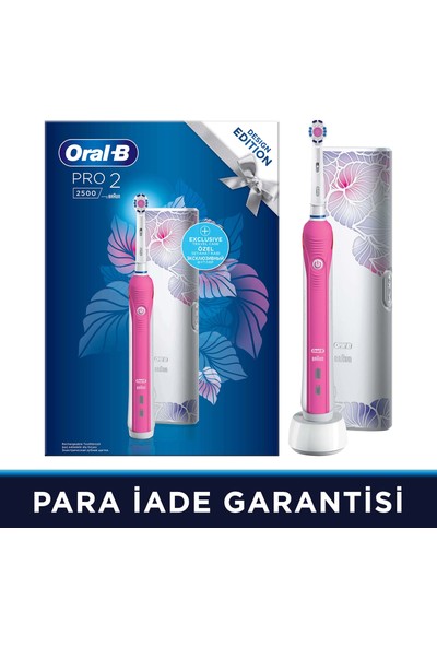 Oral-B Pro 2500 Şarj Edilebilir Diş Fırçası Cross Action Flora Pink + Seyahat Kabı Oral-B Pro 2500 Şarj Edilebilir Diş Fırçası Cross Action Flora Pink + Seyahat Kabı