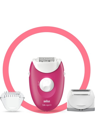 Braun Silk-épil 3 3410 Epilatör Ahududu Pembe - 2 Ek Parçalı Kablolu Epilatör / Epilasyon Braun Silk-épil 3 3410 Epilatör Ahududu Pembe - 2 Ek Parçalı Kablolu Epilatör / Epilasyon