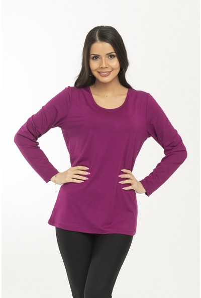 Hepisize Fuşya Uzun Kol Basic Tunik