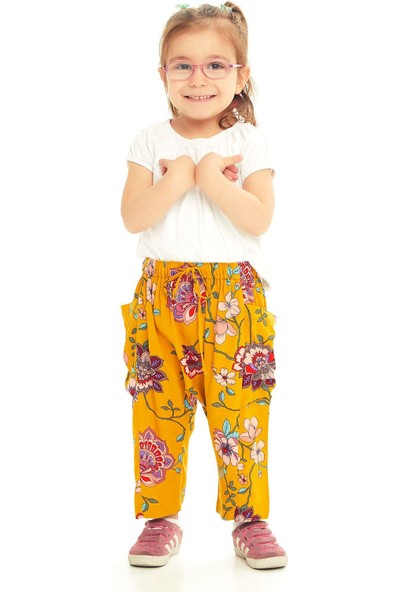 Los Banditos Etnik Desenli Kapri Büyük Cepli Kahve Çocuk Şalvar Pantolon