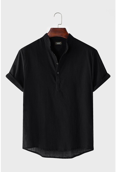 Terapi Men Erkek Hakim Yaka Kısa Kollu Yarım Patlı Keten Gömlek 21K-4300571-2 Siyah Terapi Men Erkek Hakim Yaka Kısa Kollu Yarım Patlı Keten Gömlek 21K-4300571-2 Siyah