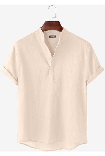Terapi Men Erkek Hakim Yaka Kısa Kollu Yarım Patlı Keten Gömlek 21K-4300571-2 Krem Terapi Men Erkek Hakim Yaka Kısa Kollu Yarım Patlı Keten Gömlek 21K-4300571-2 Krem