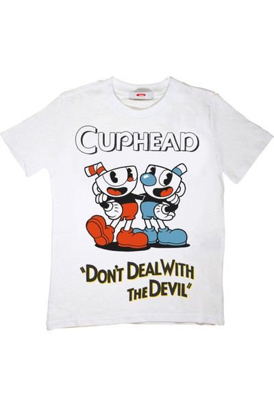 TakeTshirt Cuphead Çocuk Tişört Beyaz Unisex