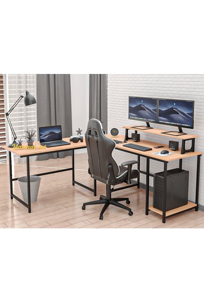 Home Açık Ceviz L Tipi Çalışma Oyun Masası 250-E