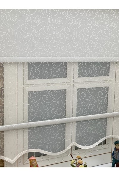 Yazar Home Çift Mekanizmalı Boncuklu Tül Stor Perde - 3550 Yazar Home Çift Mekanizmalı Boncuklu Tül Stor Perde - 3550