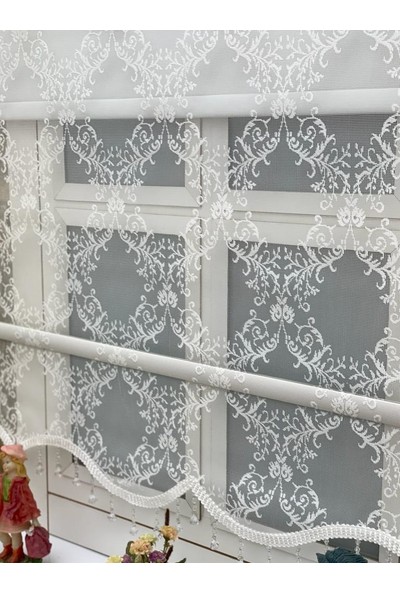 Yazar Home Çift Mekanizmalı Boncuklu Tül Stor Perde - 3551 Yazar Home Çift Mekanizmalı Boncuklu Tül Stor Perde - 3551