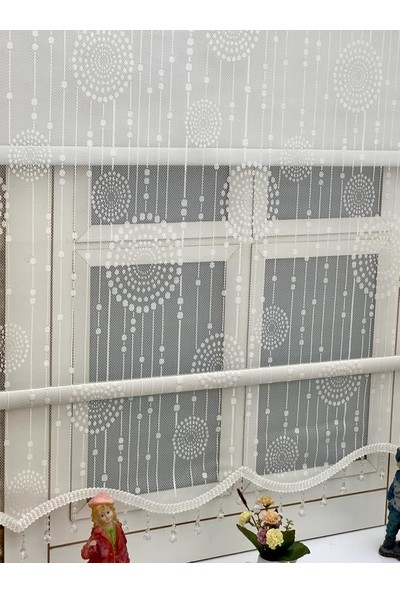 Yazar Home Çift Mekanizmalı Boncuklu Tül Stor Perde - 3566 Yazar Home Çift Mekanizmalı Boncuklu Tül Stor Perde - 3566