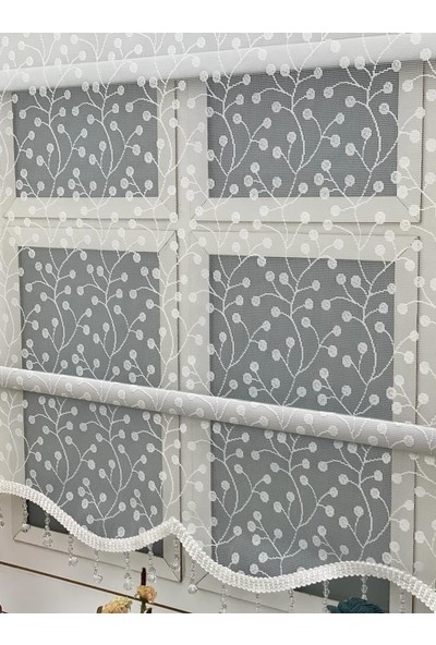 Yazar Home Çift Mekanizmalı Boncuklu Tül Stor Perde - 3573 Yazar Home Çift Mekanizmalı Boncuklu Tül Stor Perde - 3573