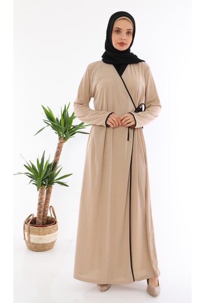 Medipek Yandan Bağlamalı Namaz Elbisesi Vizon