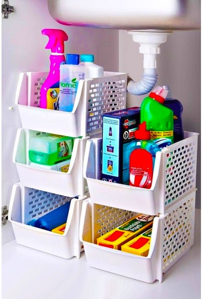 Ferhome Katlı Ayrılabilir Organizer Sepet Banyo Mutfak Rafı Dolap içi Düzenleyici Ferhome Katlı Ayrılabilir Organizer Sepet Banyo Mutfak Rafı Dolap içi Düzenleyici