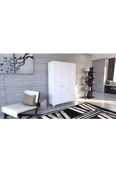 Kzn Home Akasya 3 Kapaklı 2 Çekmeceli Mdf Gardrop Elbise Dolabı Kzn Home Akasya 3 Kapaklı 2 Çekmeceli Mdf Gardrop Elbise Dolabı