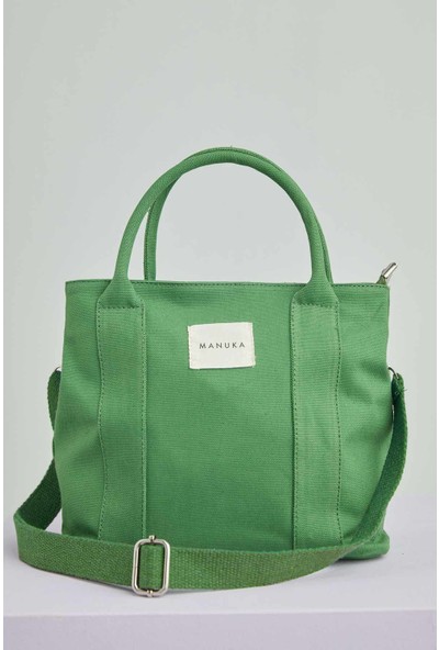 Manuka Çift Gözlü Kanvas Tote Bag Yeşil