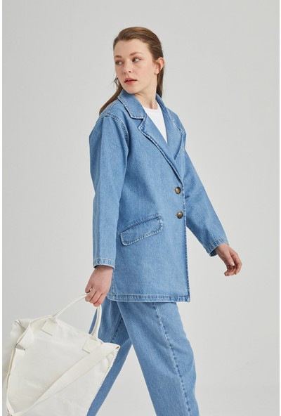 Manuka Denim Blazer Ceket Mavi