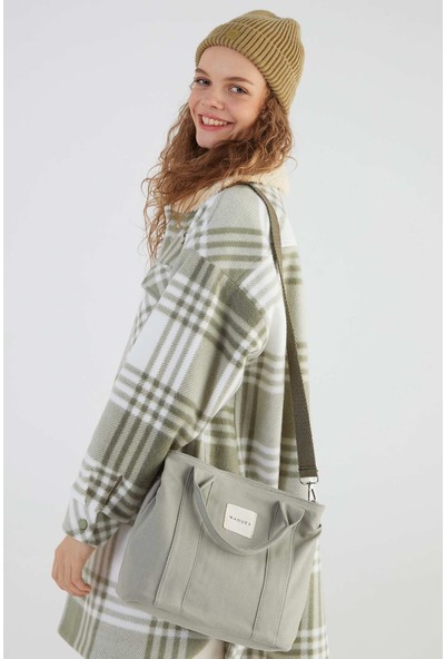 Manuka Çift Gözlü Kanvas Tote Bag Haki Manuka Çift Gözlü Kanvas Tote Bag Haki