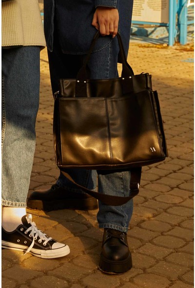 Manuka Deri Everyday Bag Siyah