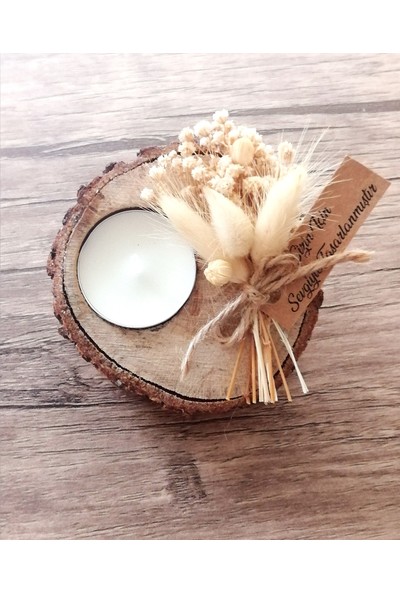 Burçağın Bahçesi Ahşap Kütük Mumluk Nikah, Nişan, Kına Hediyelik Paket 25 Adet