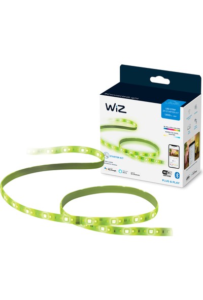 Wiz-Wi-Fi Renkli Ambiyans Akıllı 2mt. LED Şerit Başlangıç Seti - 10MT.YE Kadar Uzatılabilir Wiz-Wi-Fi Renkli Ambiyans Akıllı 2mt. LED Şerit Başlangıç Seti - 10MT.YE Kadar Uzatılabilir