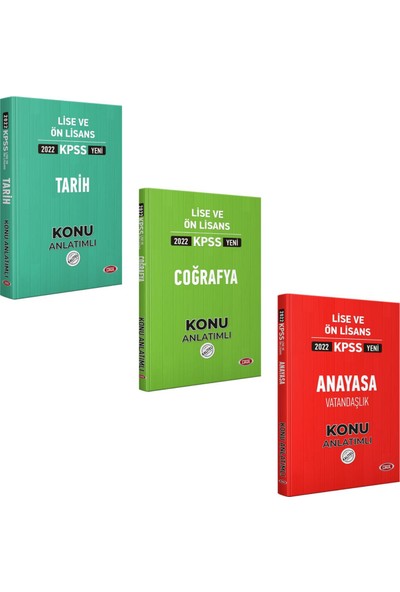 Data Yayınları 2022 KPSS Lise ve Ön Lisans Tarih-Coğrafya-Anayasa Vatandaşlık Konu Anlatımlı Set Data Yayınları 2022 KPSS Lise ve Ön Lisans Tarih-Coğrafya-Anayasa Vatandaşlık Konu Anlatımlı Set