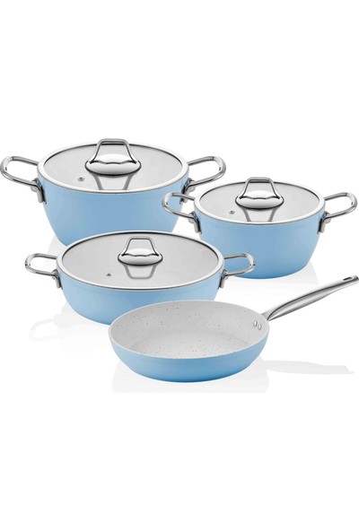 Simax 7 Parça Tencere & Tava Seti - Mavi Simax 7 Parça Tencere & Tava Seti - Mavi