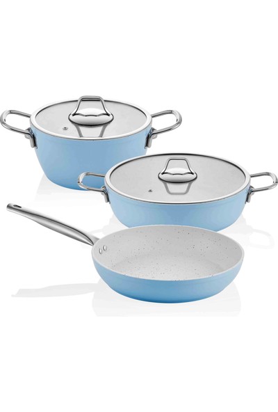 Simax 5 Parça Tencere Tava Seti - Mavi Simax 5 Parça Tencere Tava Seti - Mavi