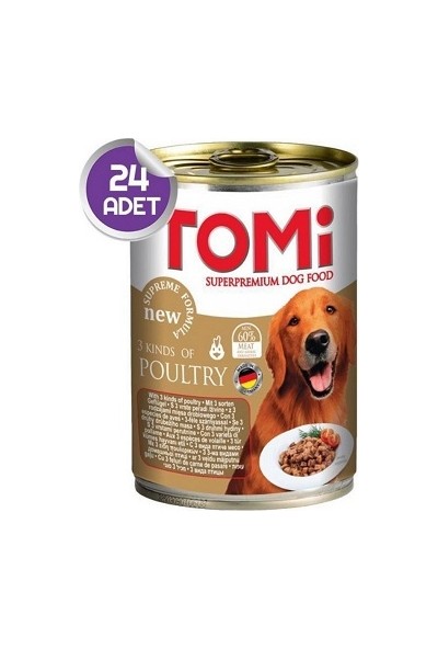 Tomi Kümes Hayvanlı Köpek Konservesi 400 gr x 24 Adet Tomi Kümes Hayvanlı Köpek Konservesi 400 gr x 24 Adet