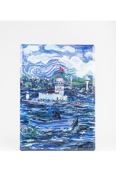 Istanbul 1881 Metal Kartpostal Tablo Kız Kulesi Maviş