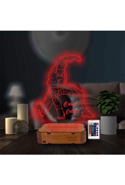 3D Hediye Dünyası Isimli Gece Lambası Demiradam Ironman