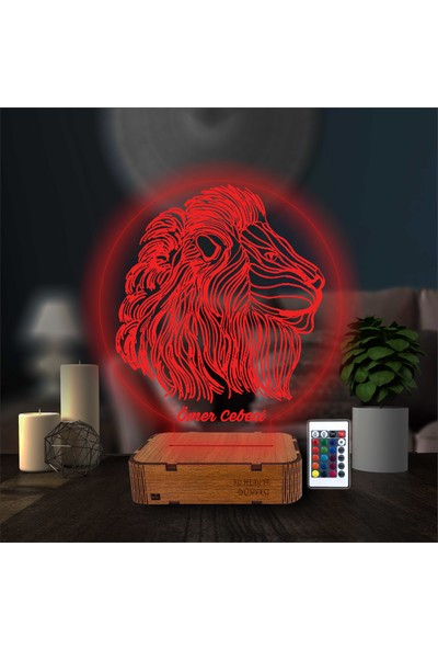 3D Hediye Dünyası aslan gece lambası taraftar lamba 16 Renkli kumandalı 3D Hediye Dünyası aslan gece lambası taraftar lamba 16 Renkli kumandalı