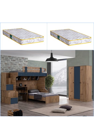 Setay Ranza, Riva Ranza Karyola Çalışma Masası 3 Kapılı Dolap + 2 Adet Comfort Yatak Setay Ranza, Riva Ranza Karyola Çalışma Masası 3 Kapılı Dolap + 2 Adet Comfort Yatak