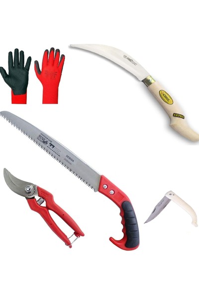 Aslan Bahçe Alet Seti Bağ Budama Makası Testere Ağaç Dal Kesme Çakı Ot Testere Bıçağı Budama Seti 5 Parça Aslan Bahçe Alet Seti Bağ Budama Makası Testere Ağaç Dal Kesme Çakı Ot Testere Bıçağı Budama Seti 5 Parça
