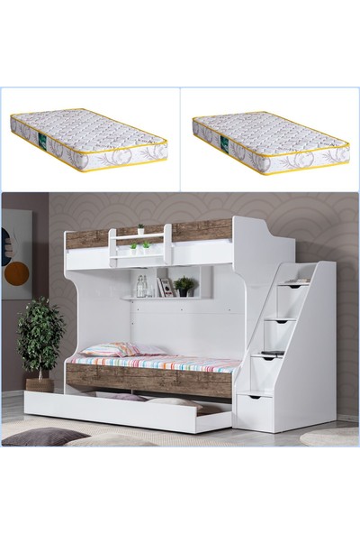 Setay Ranza, Kardem Yavrulu Ranza, Ceviz 3 Lü Ranza + 2 Adet Comfort Yatak Setay Ranza, Kardem Yavrulu Ranza, Ceviz 3 Lü Ranza + 2 Adet Comfort Yatak