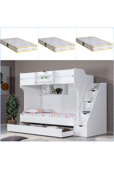 Setay Ranza, Kardem Yavrulu Ranza, Beyaz 3 Lü Ranza + 3 Adet Comfort Yatak Setay Ranza, Kardem Yavrulu Ranza, Beyaz 3 Lü Ranza + 3 Adet Comfort Yatak