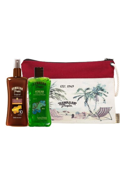 Hawaiian Tropic Spf 10  Güneş Koruyucu & Güneş Sonrası Ferahlatıcı Jel & Tuvanam El Çantası