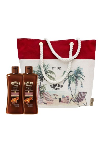 Hawaiian Tropic Yoğun Bronzlaştırıcı Yağ x 2 + Tuvanam Özel Tasarım Plaj Çantası Hediye