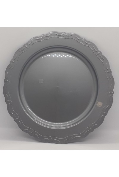Bergama Plastik 17,5 cm Lüks Plastik Gri Tabak (10 Adet)