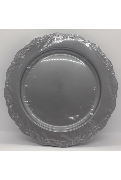 Bergama Plastik 22,5 cm Lüks Plastik Gri Tabak (10 Adet)