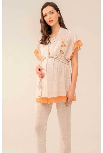 Feyza Pijama Feyza Sabahlıklı Lohusa Pijama Takım