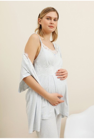 Aqua Pijama Aqua 21511 Sabahlıklı Lohusa Pijama Takım