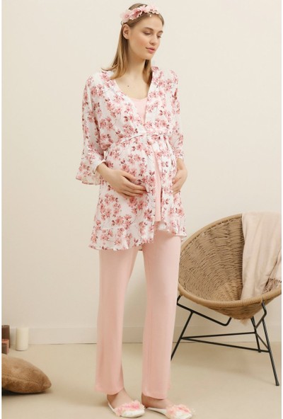 Aqua Pijama 21544 Aqua Sabahlıklı Lohusa Pijama Takım