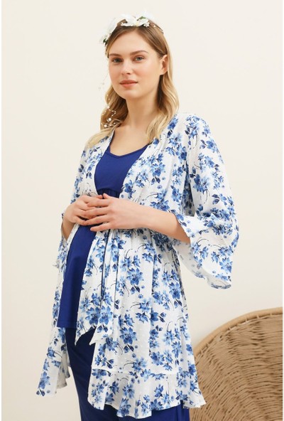 Aqua Pijama 21544 Aqua Sabahlıklı Lohusa Pijama Takım